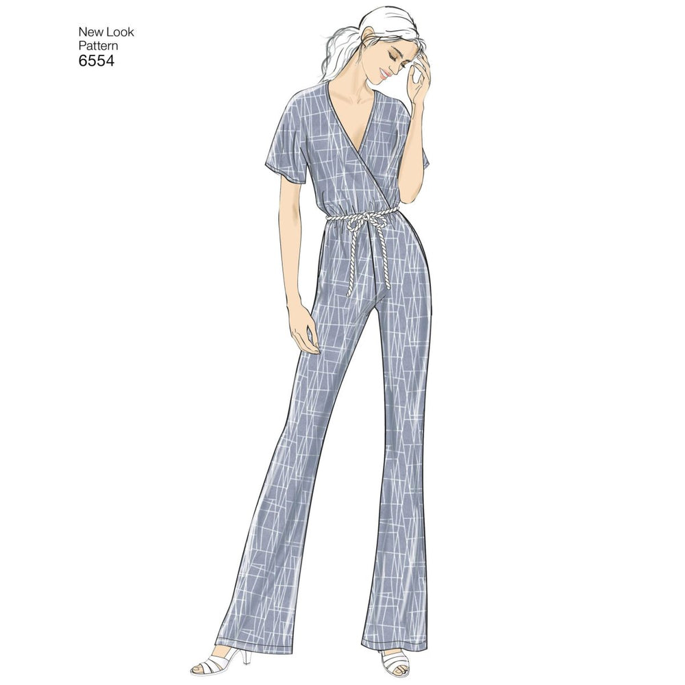 Pattern - NEW LOOK - 6554 - Misses’ Knit Jumpsuit and Dresses – Super ...