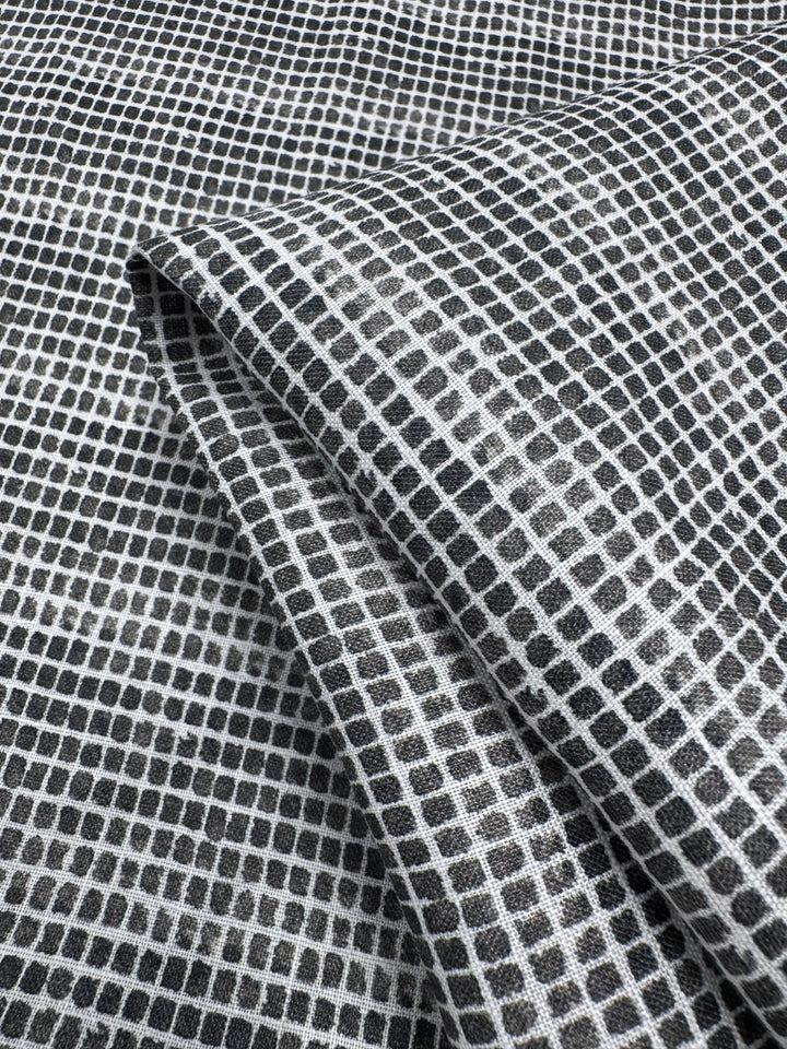 Pure Linen Lawn - Grey Micro check | Super Cheap Fabrics